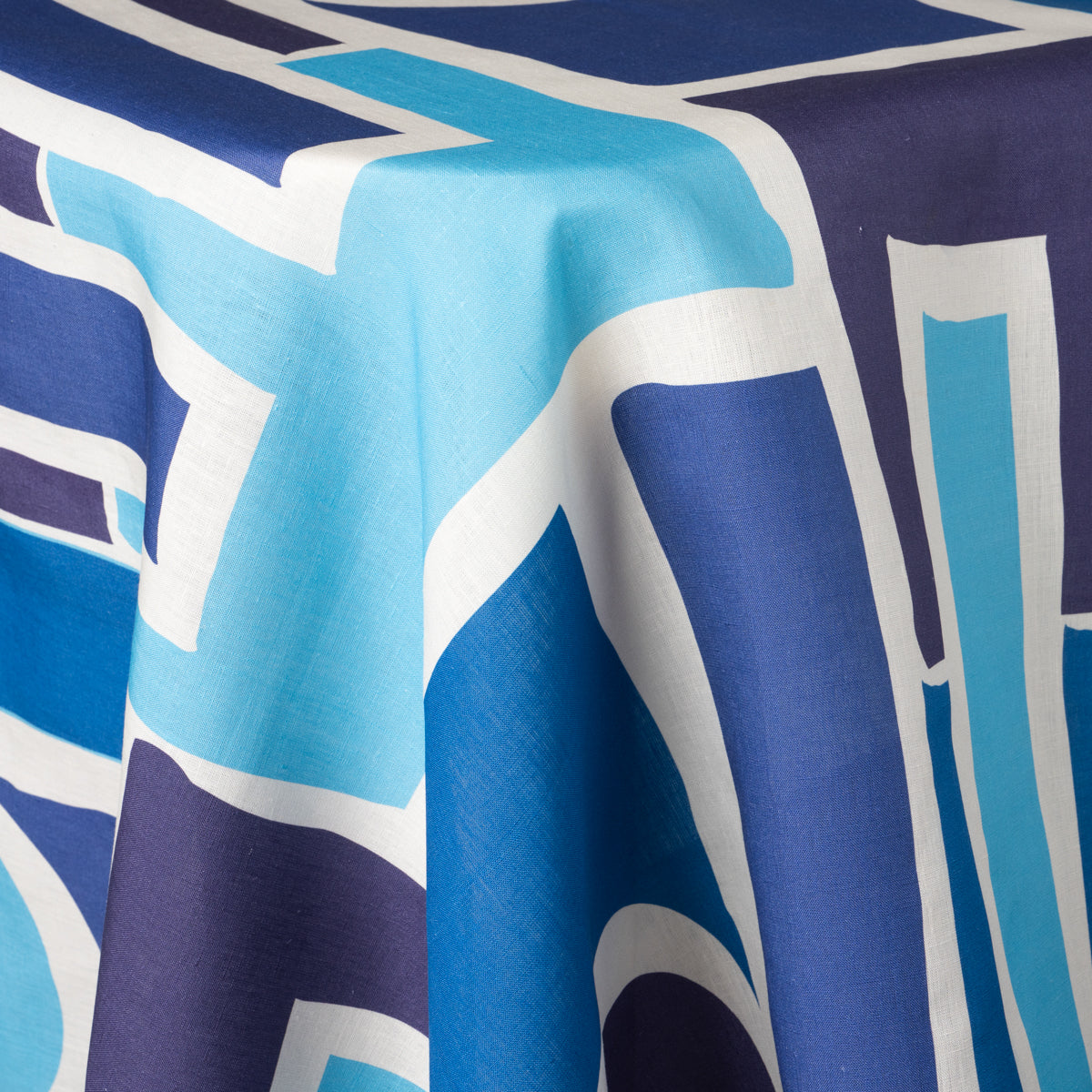 Shapes Blue Linen Tablecloth